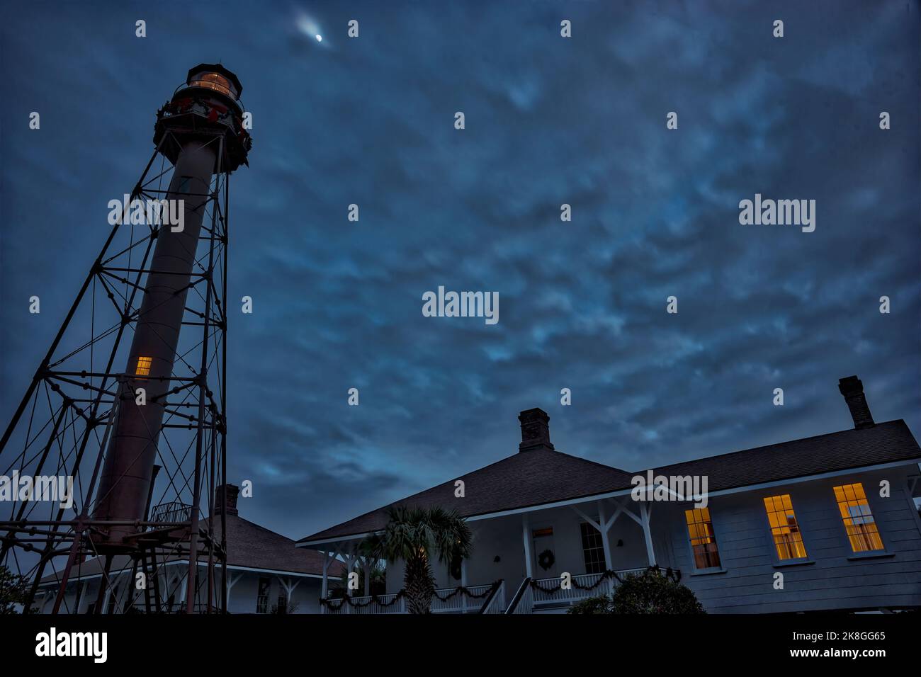 The late evening sky takes on a dark blue hue behind the Sanibel ...