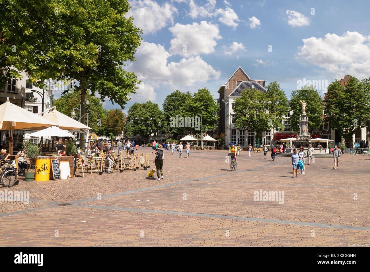 Central square in the historic city center of the Dutch city of ...