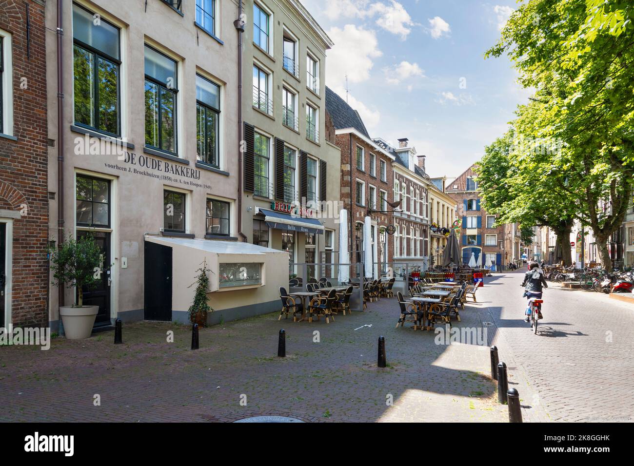 Street in the city center of the medieval city of Deventer, Netherlands ...