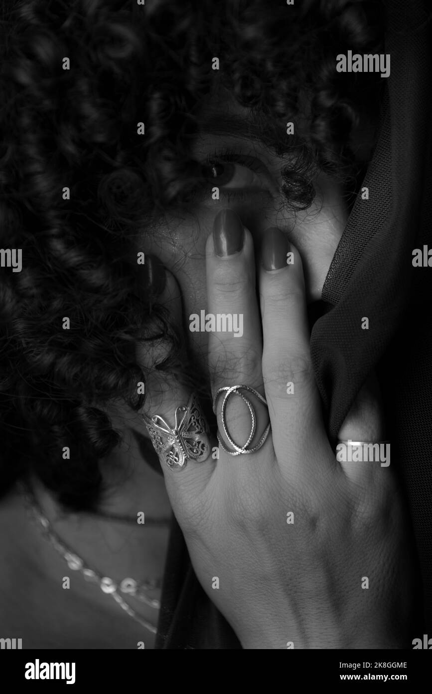 Curly red hair on Black and White Stock Photos & Images - Alamy