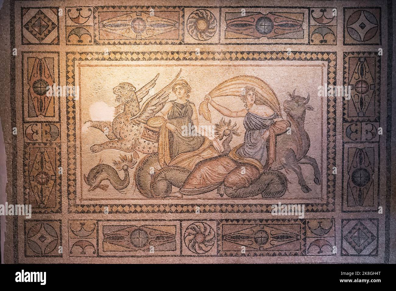 Ancient mosaic art in Zeugma Mosaic museum in Gaziantep,Turkey Stock ...