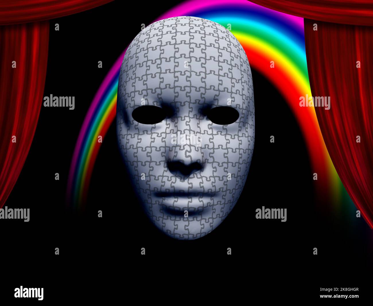 White mask with puzzle pattern. 3D rendering Stock Photo - Alamy
