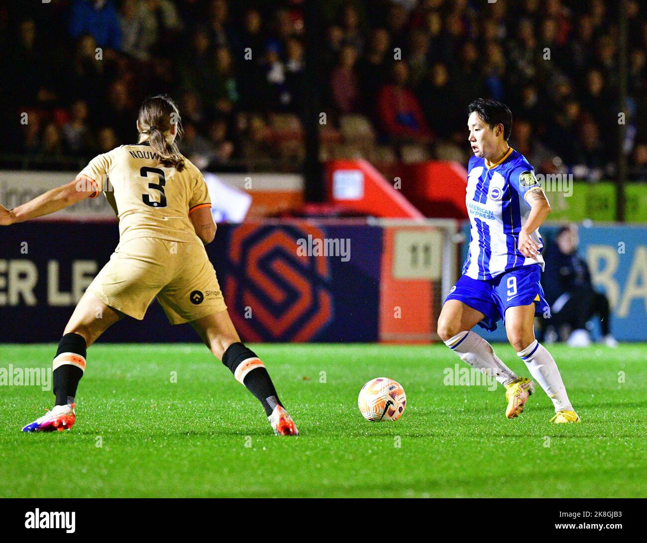 Crawley, UK. 23rd Oct, 2022. Lee Geum-Min of Brighton and Hove Albion ...