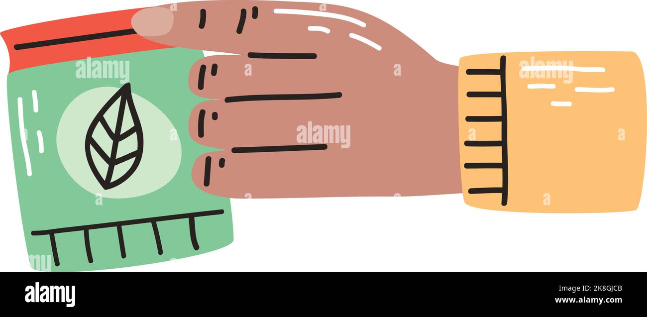 Hand holding seed packet Stock Vector Images - Alamy