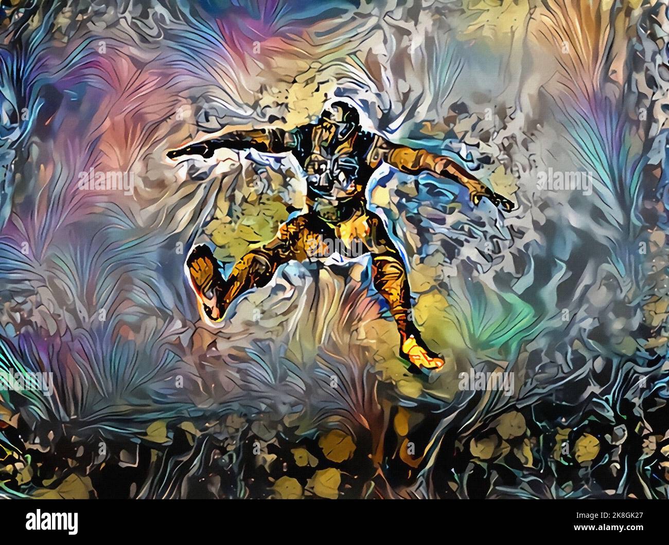 Abstract painting of jumping man. 3D rendering Stock Photo - Alamy