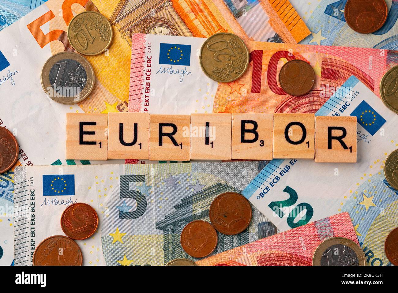 Word EURIBOR Is Written In Wooden Letters On Background Of Euro ...