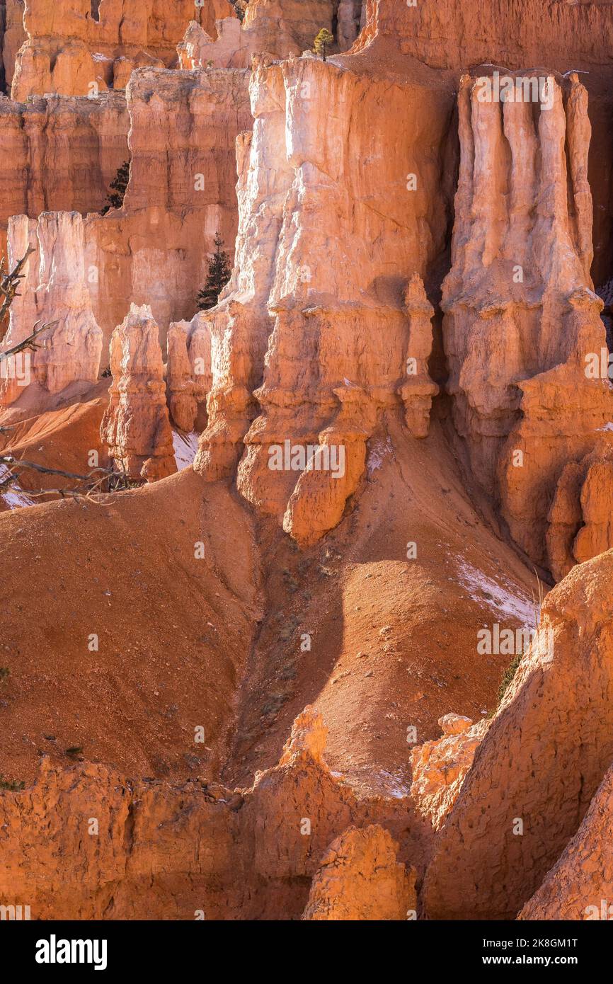 Picturesque view of rough rocky formations with uneven surface in Bryce ...