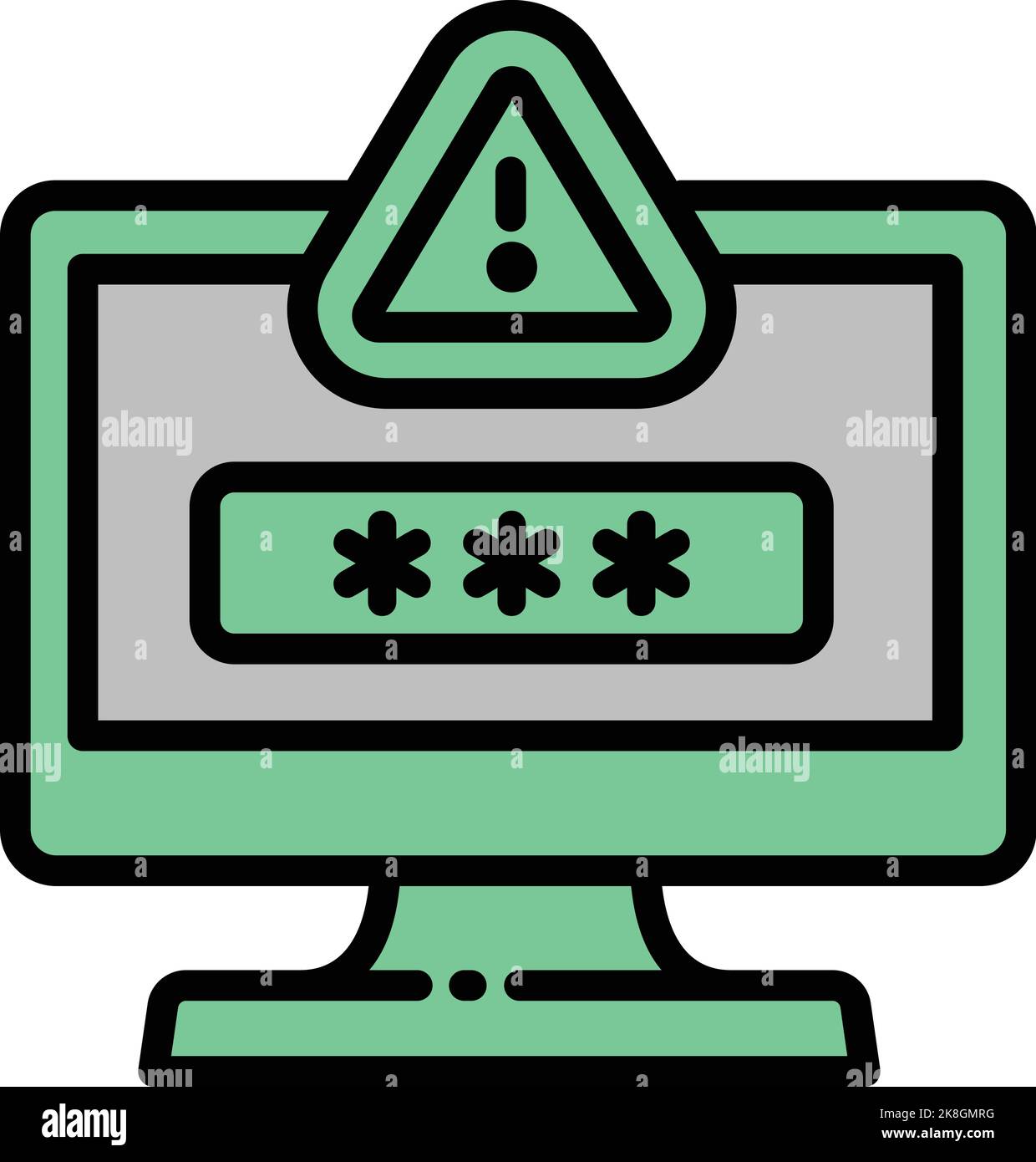 Pc password icon outline vector. Computer security. Code attack Stock ...
