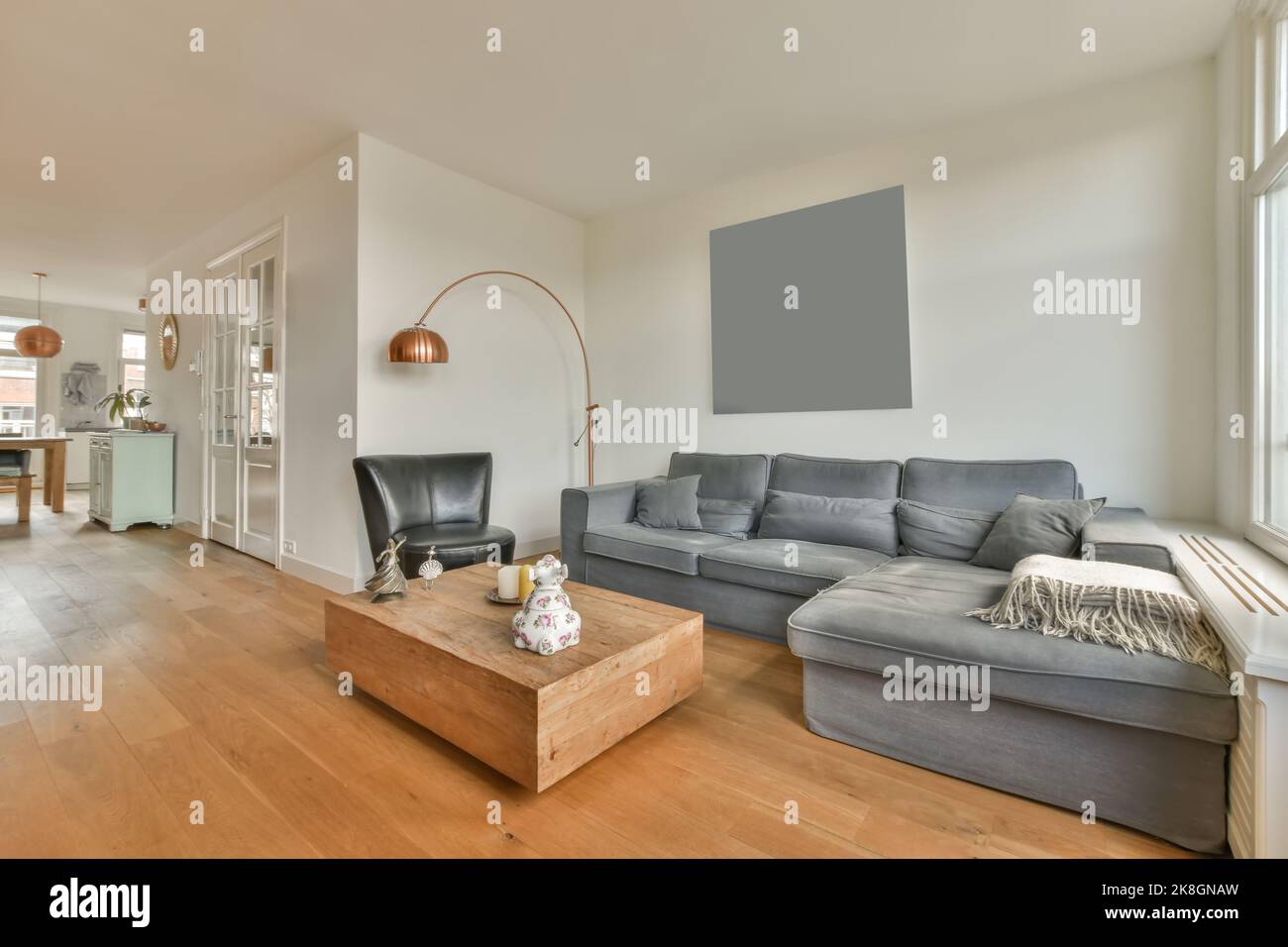Interior of modern home with furniture next to a bright window Stock ...