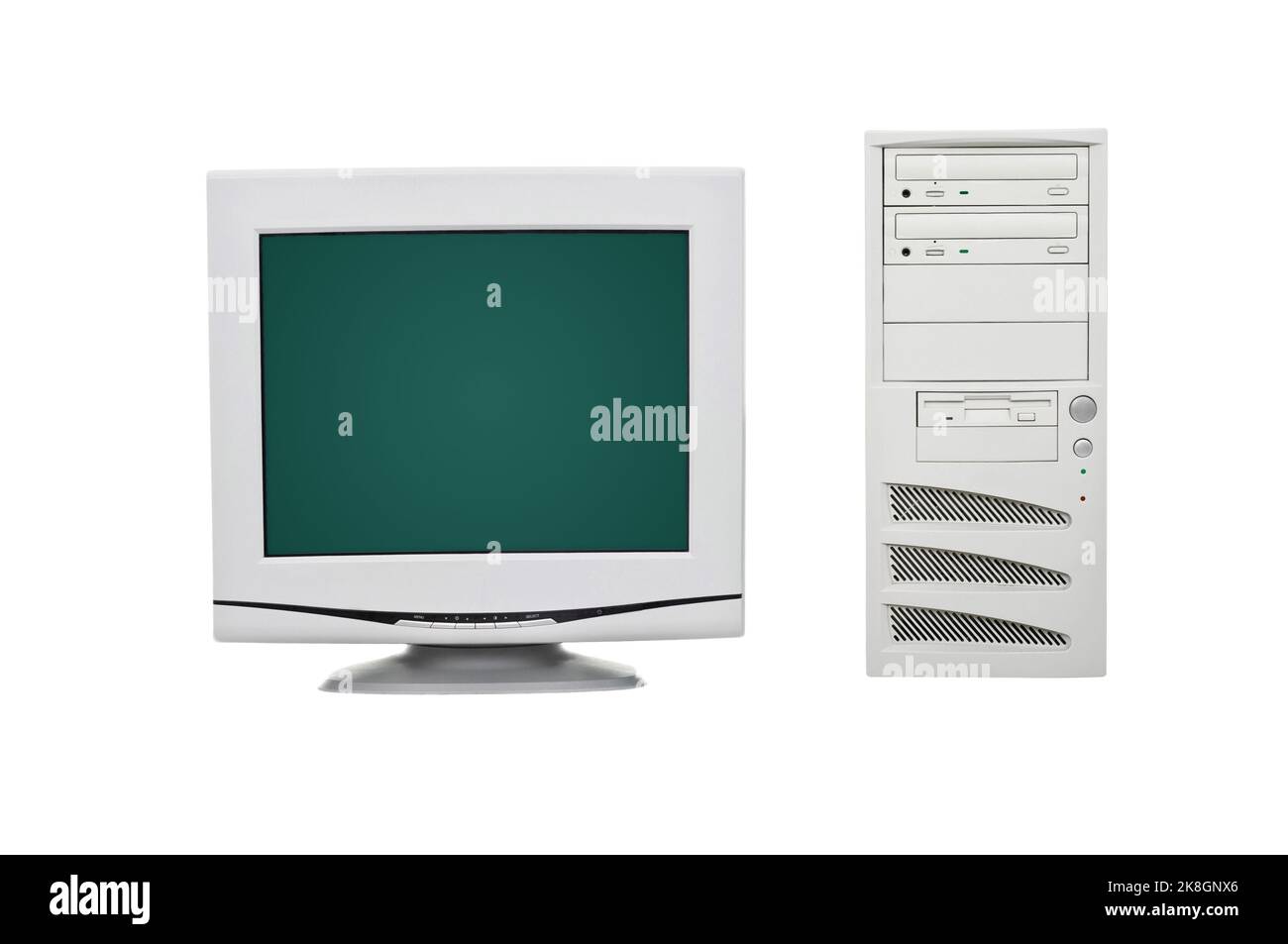 Old and obsolete computer set isolated on white Stock Photo - Alamy