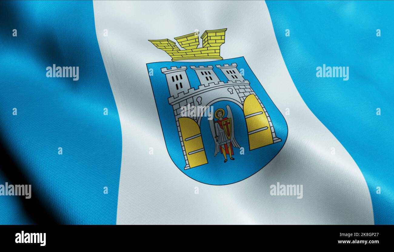 3D Illustration of a waving Ukraine city flag of Ivano Frankivsk Stock ...