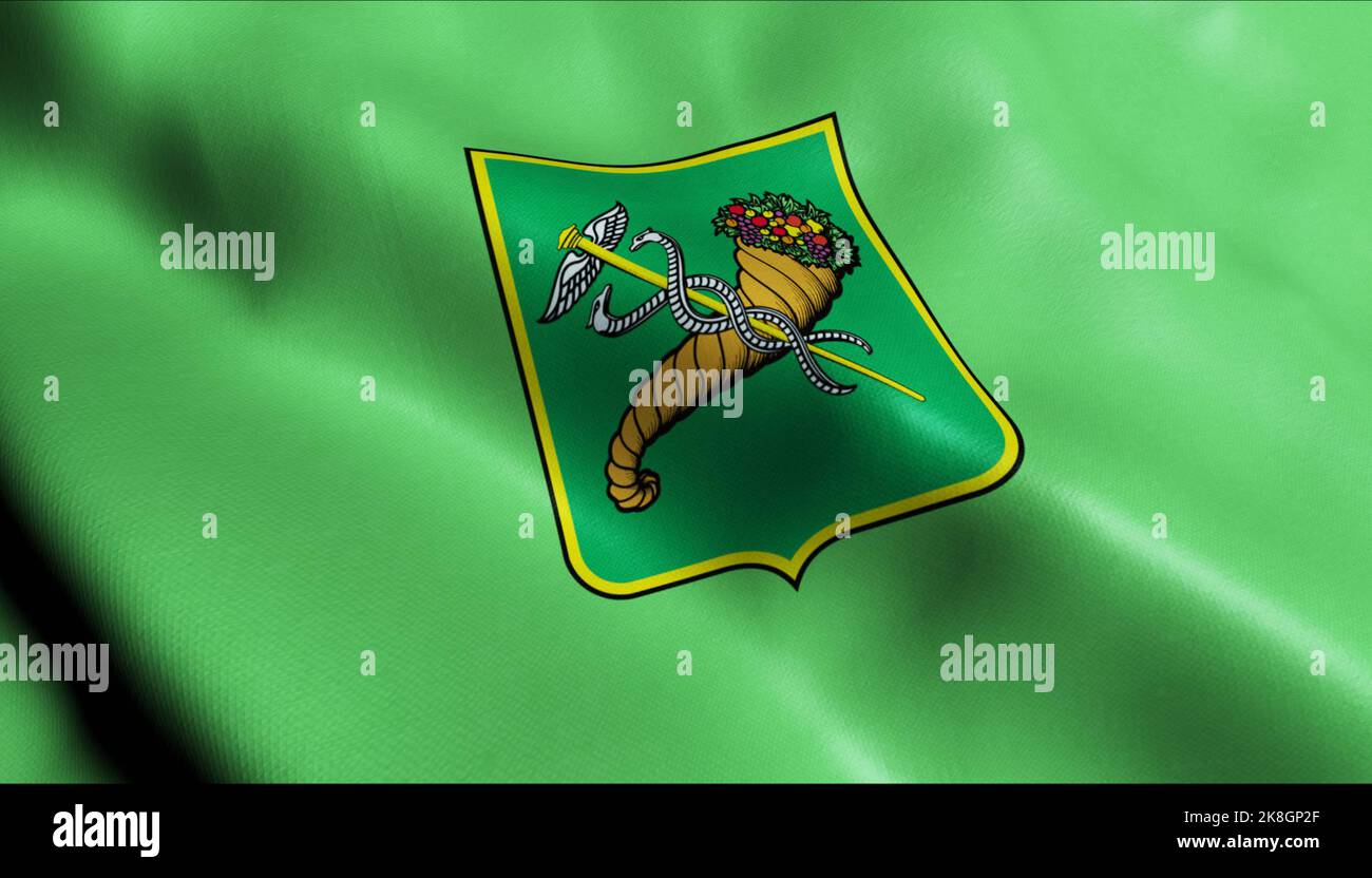 3D Illustration of a waving Ukraine city flag of Kharkiv Stock Photo ...