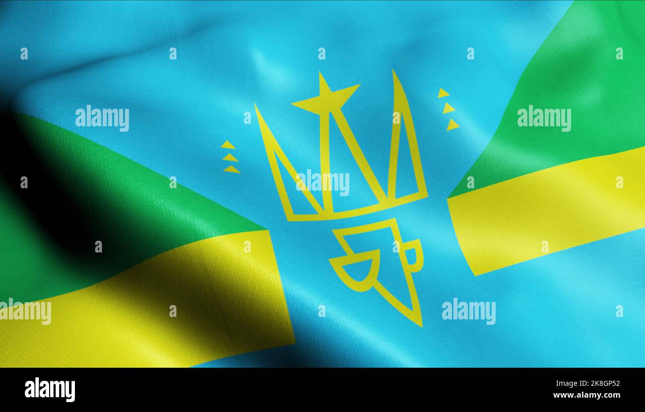 3D Illustration of a waving Ukraine city flag of Novodnistrovsk Stock ...