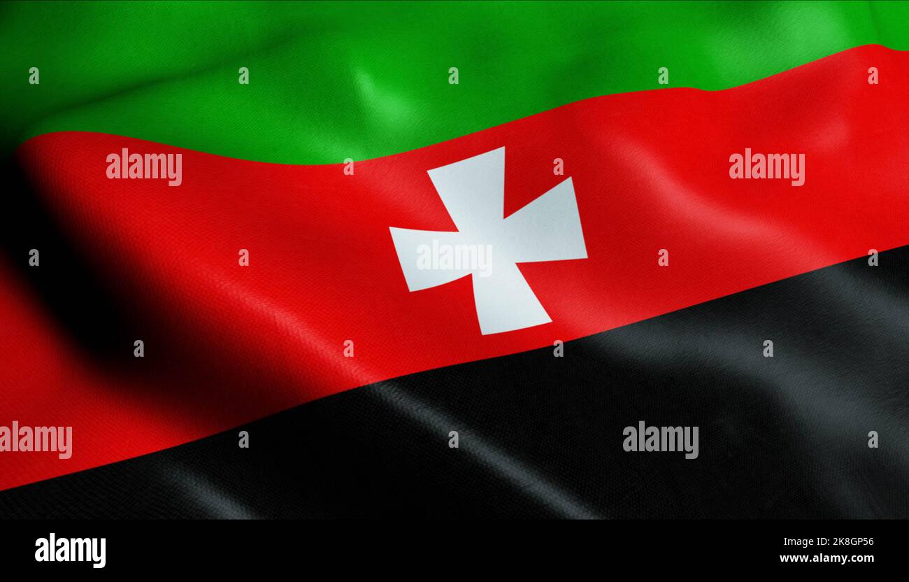 3D Illustration of a waving Ukraine city flag of Novovolynsk Stock ...