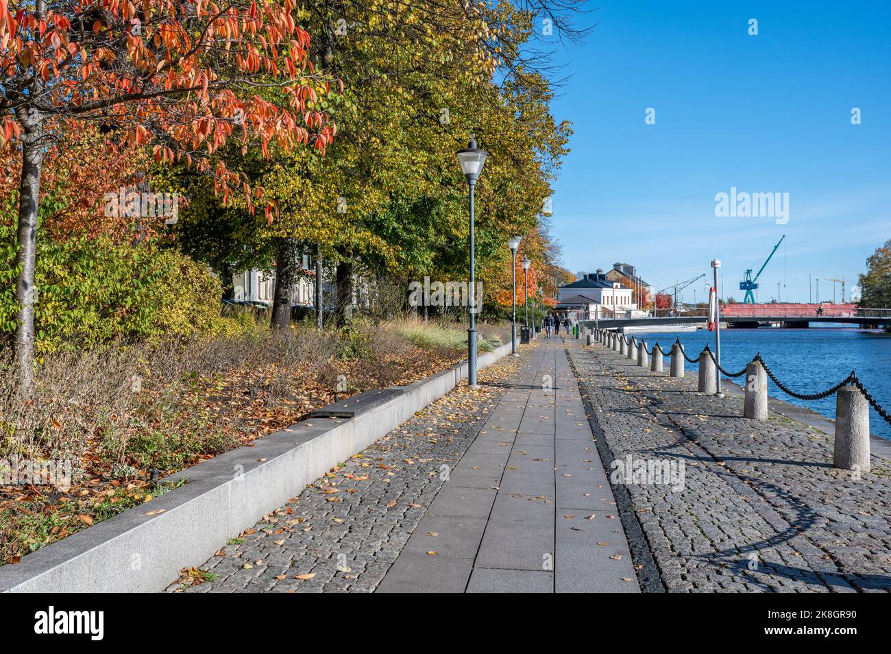 Norrköping waterfront at Saltängen along Motala river in Norrköping ...
