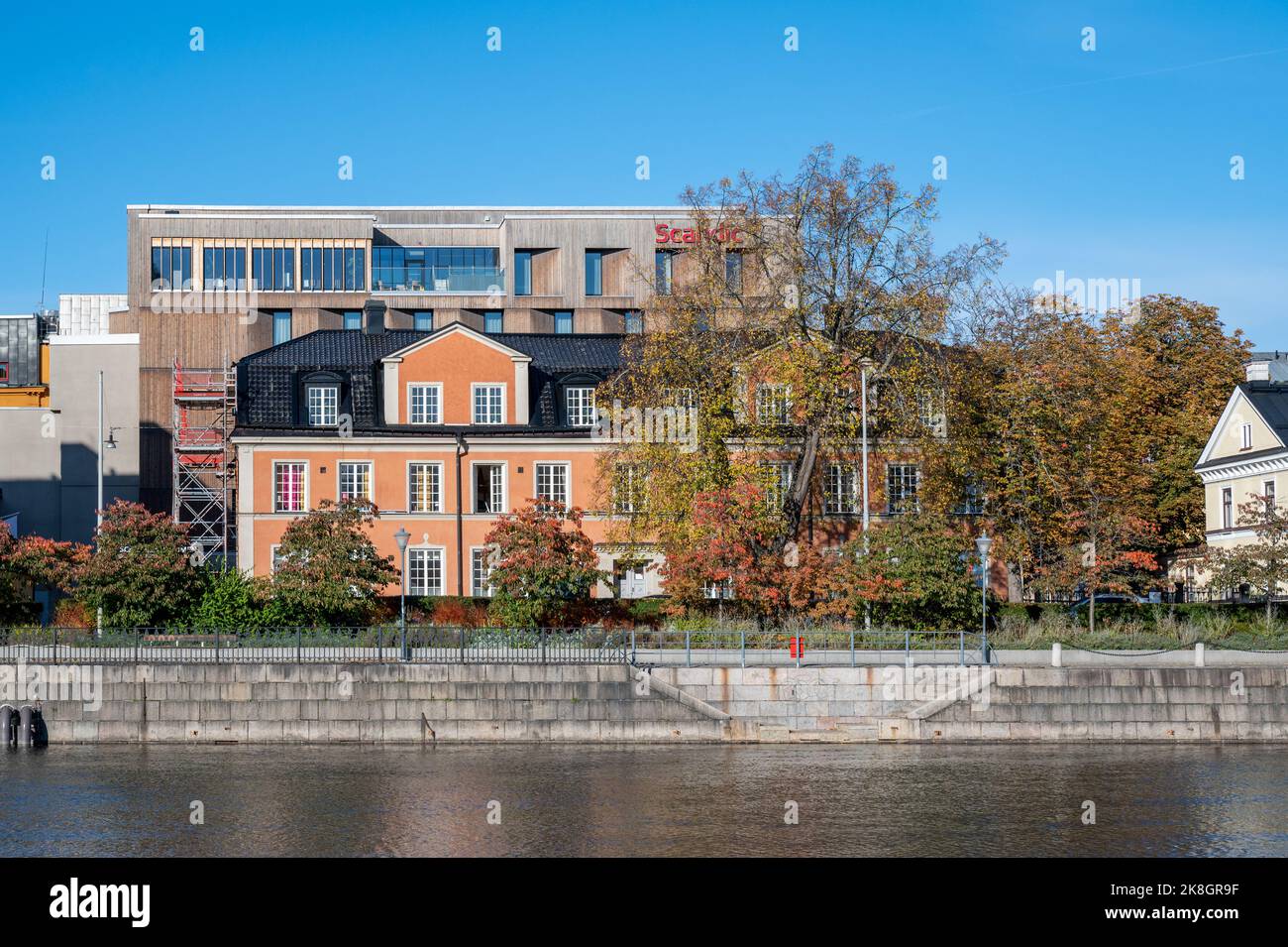 The historic W6-house at Norrköping waterfront Saltangen along Motala ...