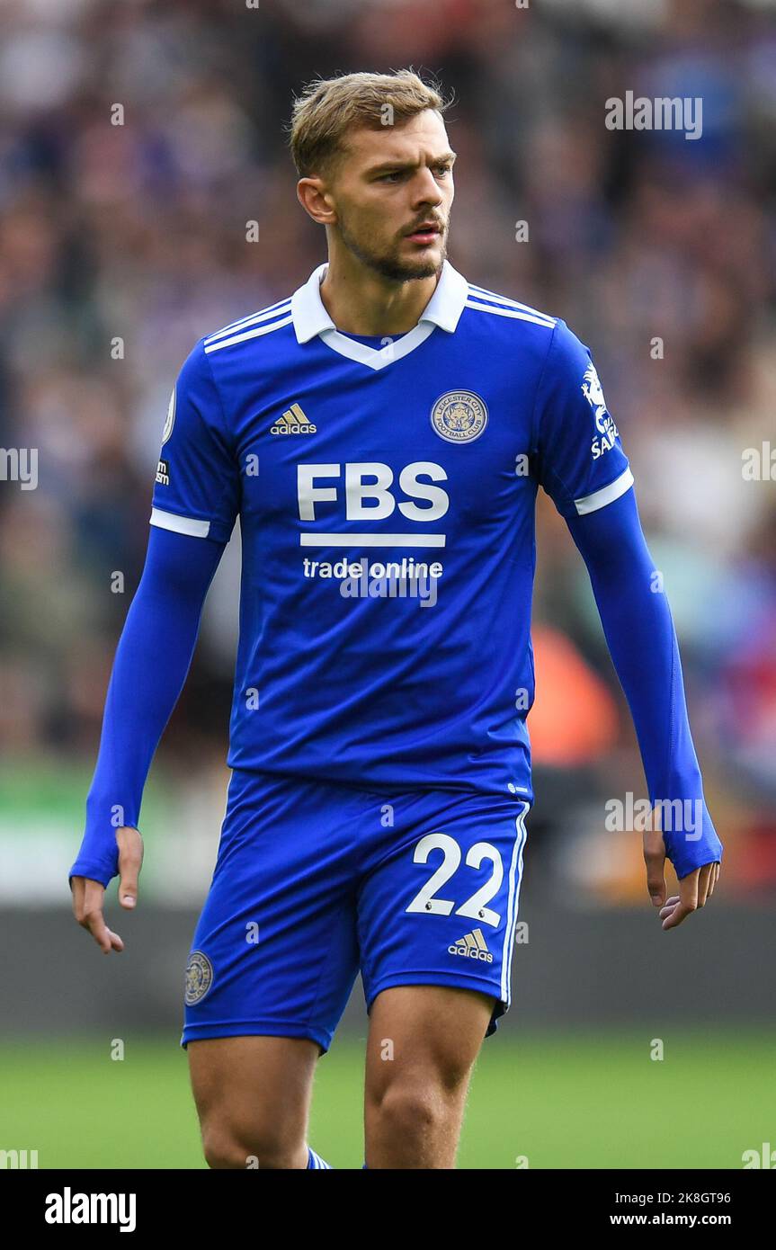 Kiernan Dewsbury-Hall #22 of Leicester City during the Premier League ...