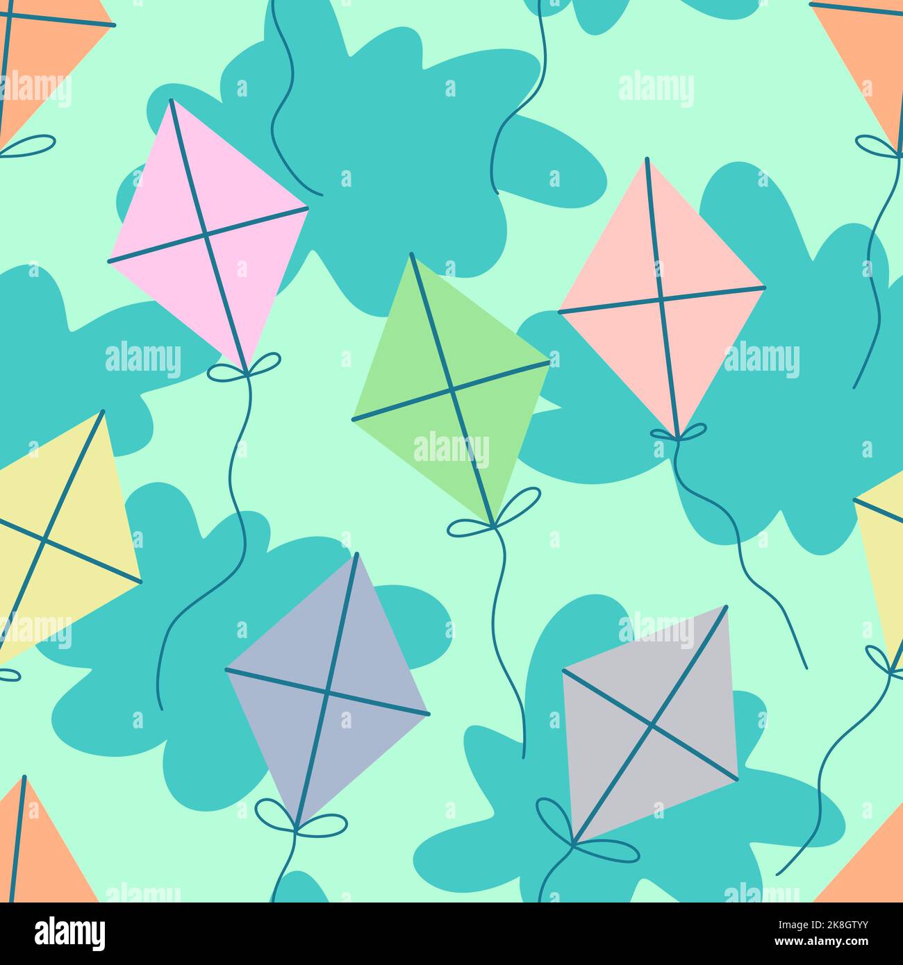 Summer game seamless toys kite cartoon pattern for wrapping paper and ...