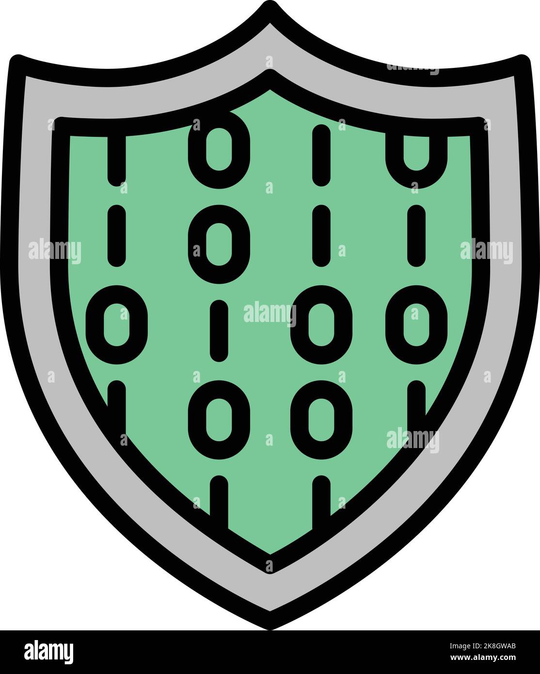 Digital shield icon outline vector. Internet security. Ddos code Stock ...