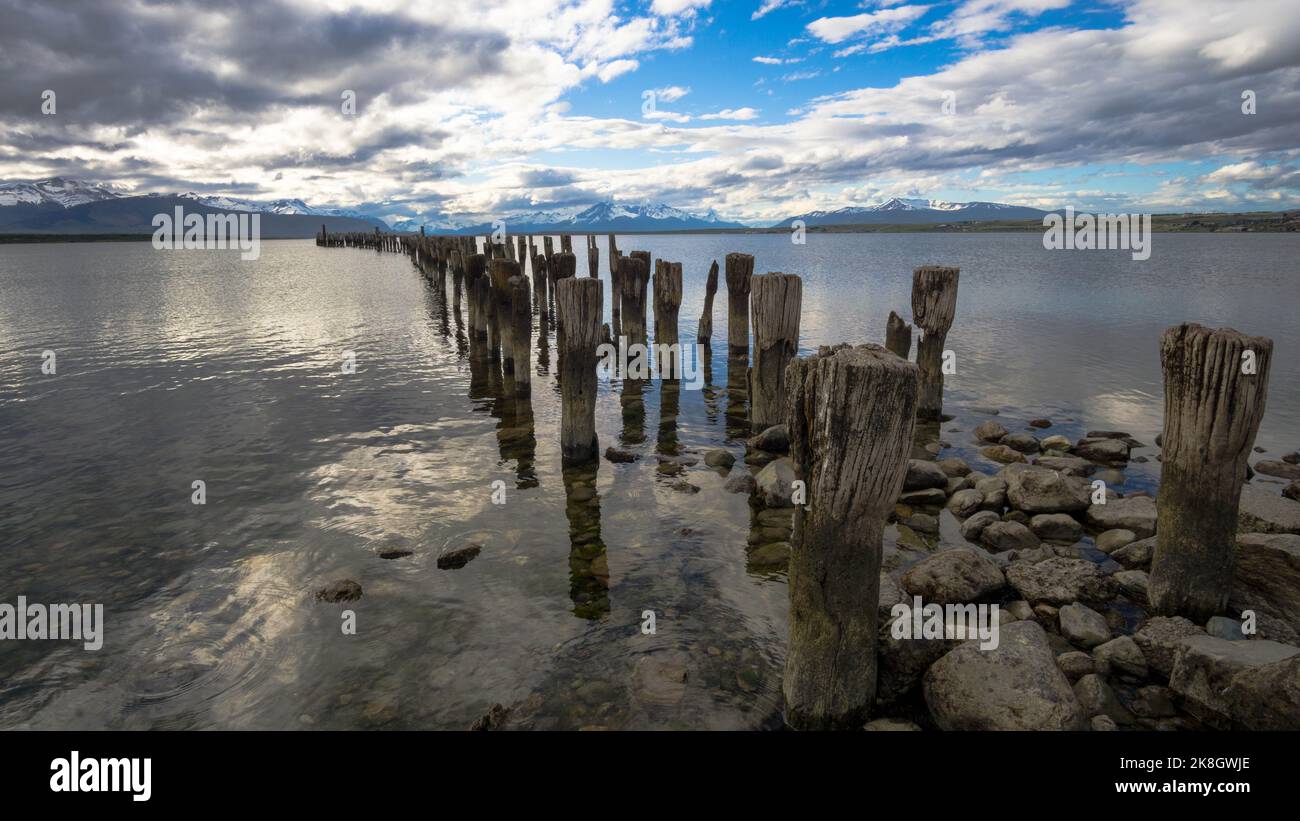 Abandoned Bridge Piers at Puerto Natales,Chile Stock Photo - Alamy
