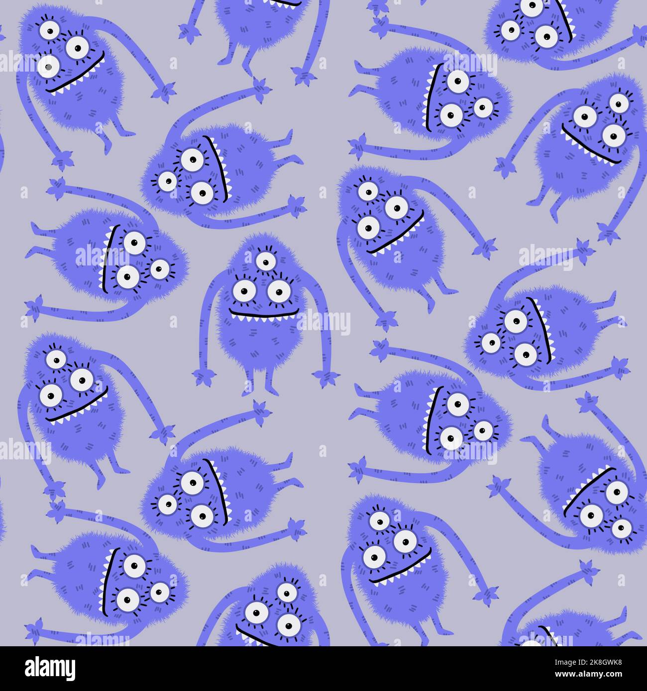 Monsters aliens cartoon seamless Halloween doodle pattern for wrapping ...