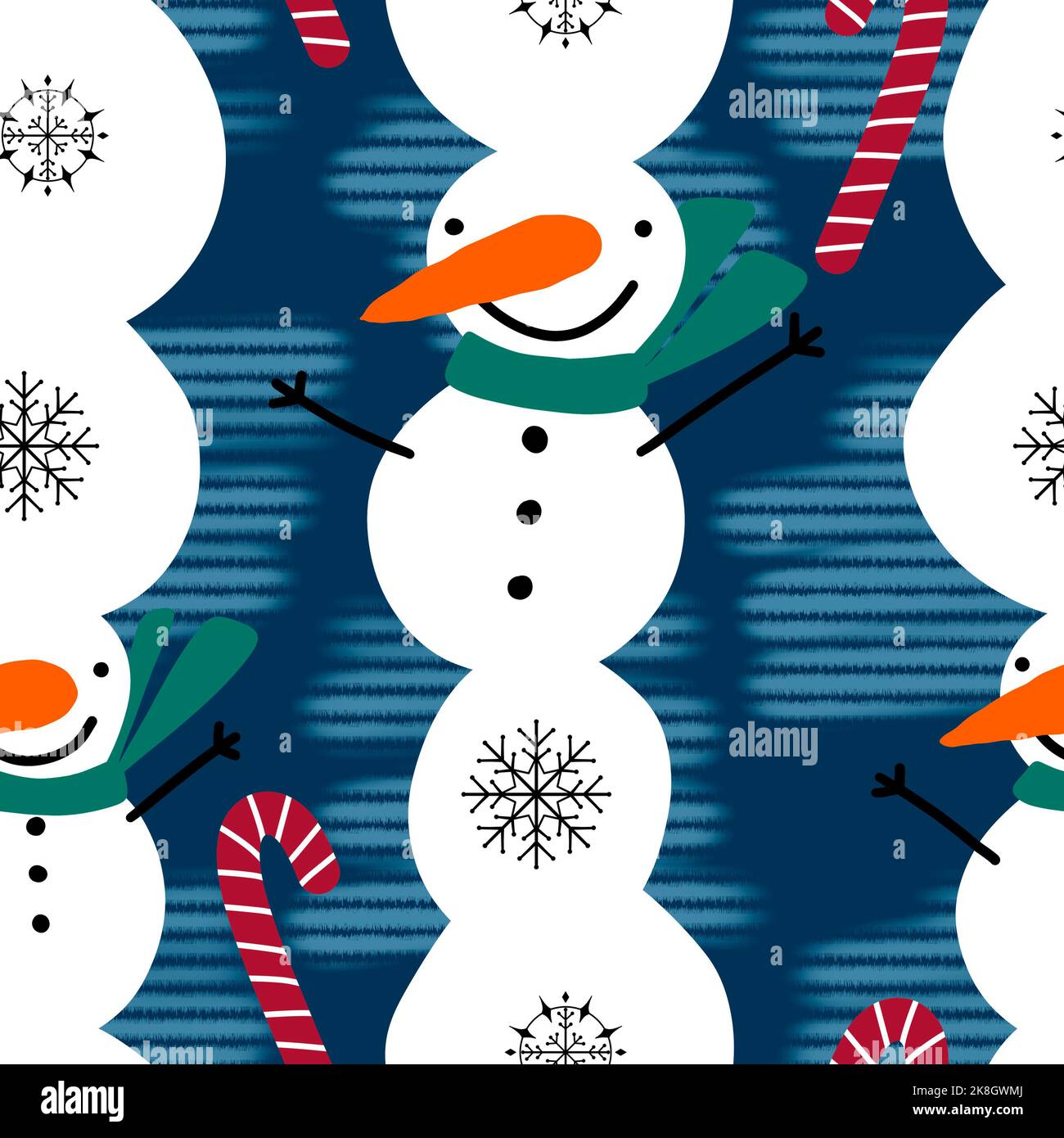 Winter Christmas seamless snowman with carrot and scarf pattern for ...