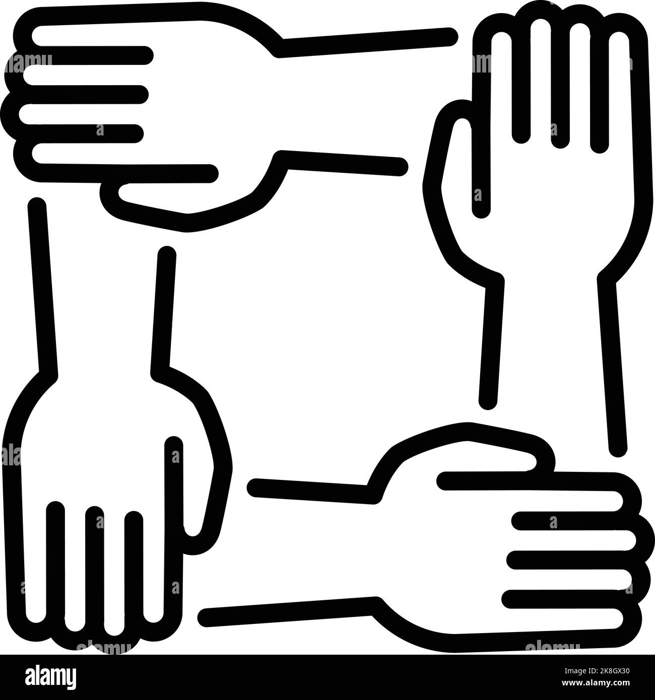 Group hands icon outline vector. Charity service. Love volunteer Stock ...