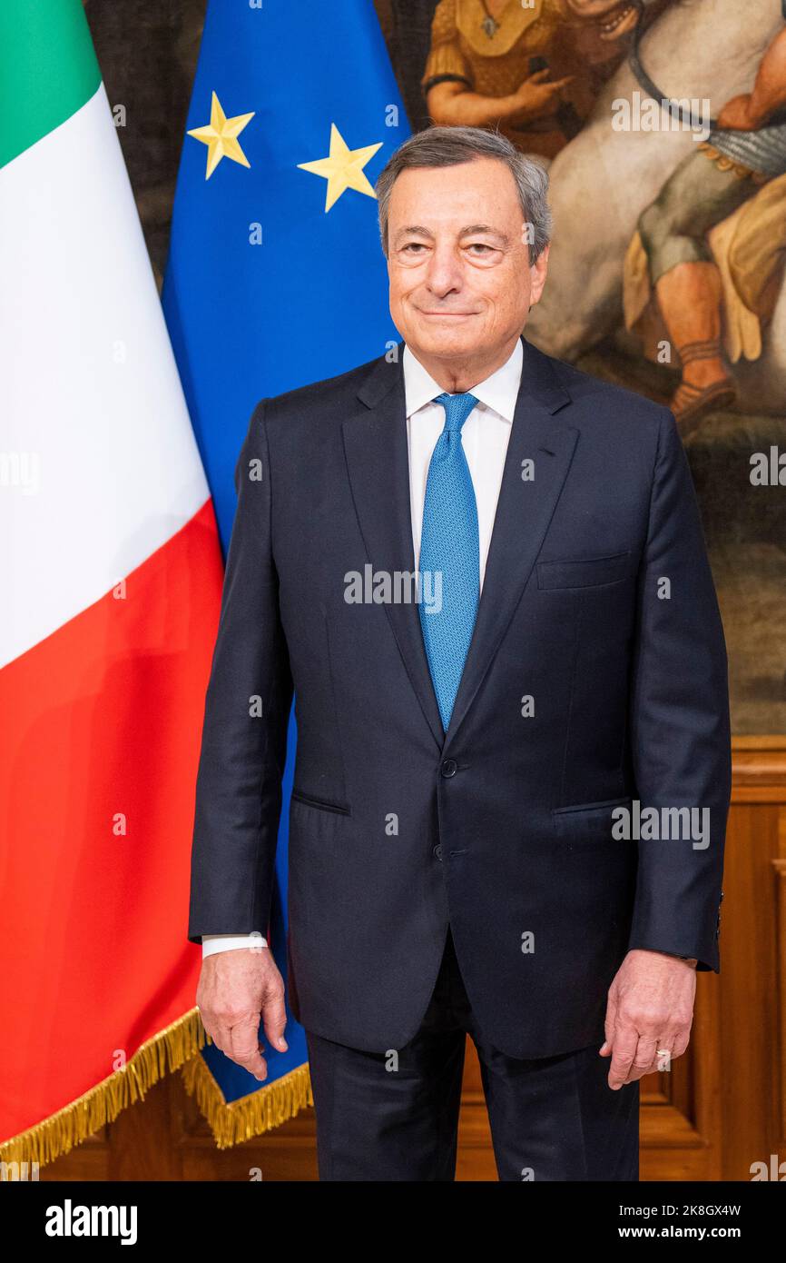 Rome, Italy. 23rd Oct, 2022. Italian outgoing Premier Mario Draghi ...