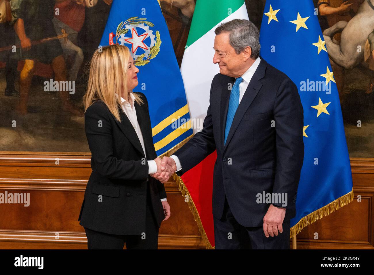Rome, Italy. 23rd Oct, 2022. Italian outgoing Premier Mario Draghi ...