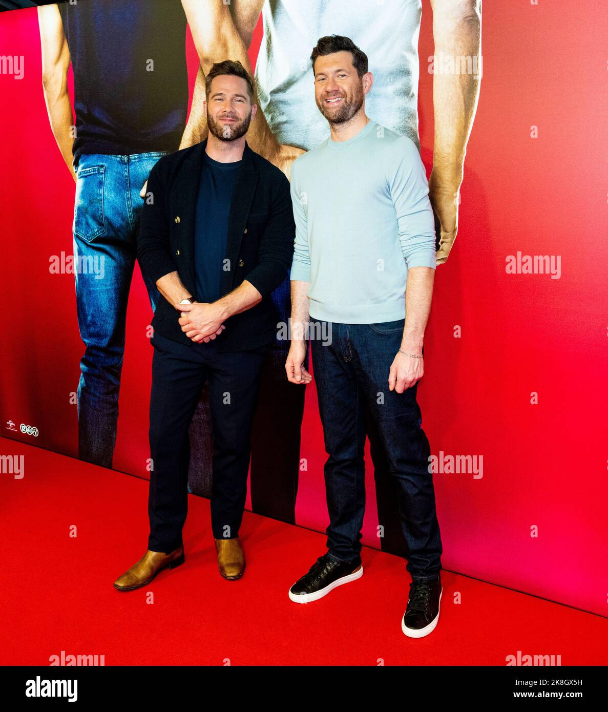 Luke Macfarlane and Billy Eichner during the premiere of the film Bros ...