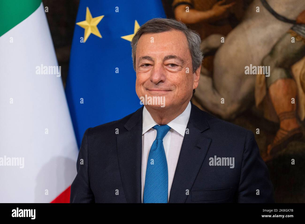 Rome, Italy. 23rd Oct, 2022. Italian outgoing Premier Mario Draghi ...