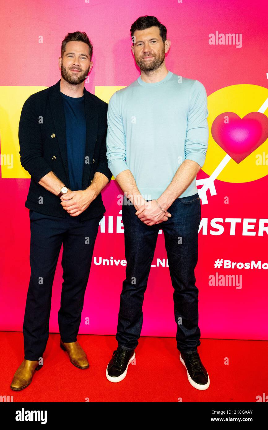 Luke Macfarlane and Billy Eichner during the premiere of the film Bros ...