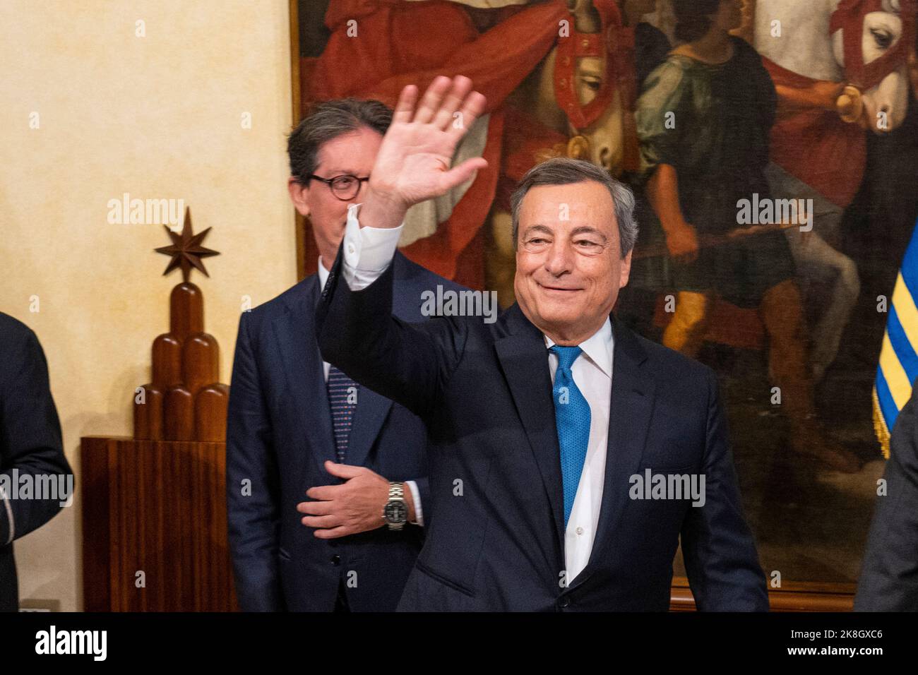 Rome, Italy. 23rd Oct, 2022. Italian outgoing Premier Mario Draghi seen ...