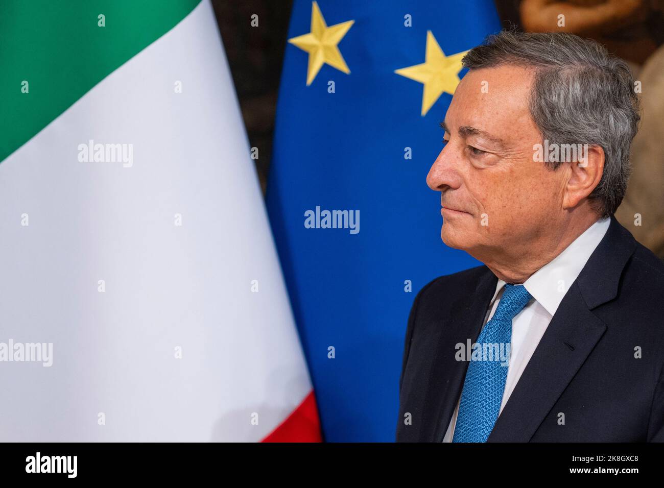Rome, Italy. 23rd Oct, 2022. Italian outgoing Premier Mario Draghi ...