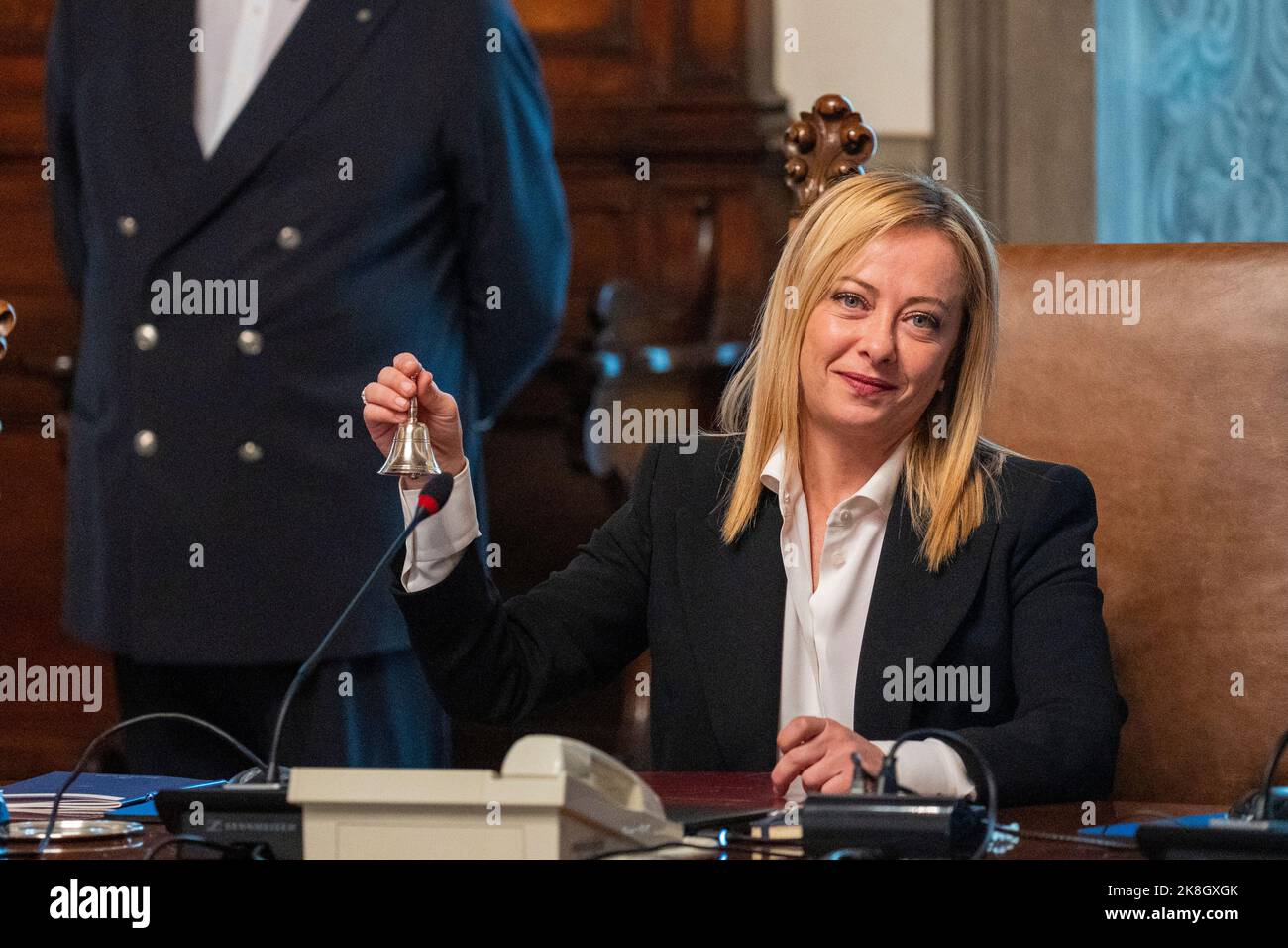 New Italian Prime Minister Giorgia Meloni rings the cabinet minister ...