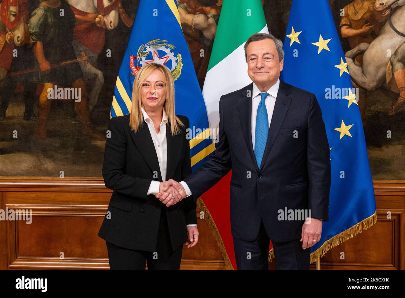 Rome, Italy. 23rd Oct, 2022. Italian outgoing Premier Mario Draghi ...