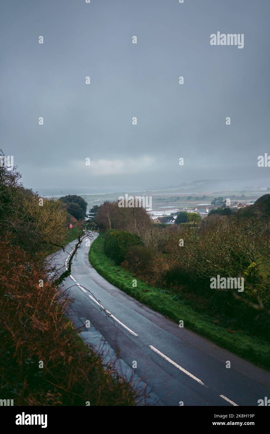 Beautiful road that leads to Le Braye Beach in Jersey Island (Channel ...