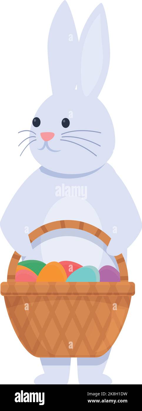 Rabbit with egg basket icon cartoon vector. Easter bunny. Cute animal ...