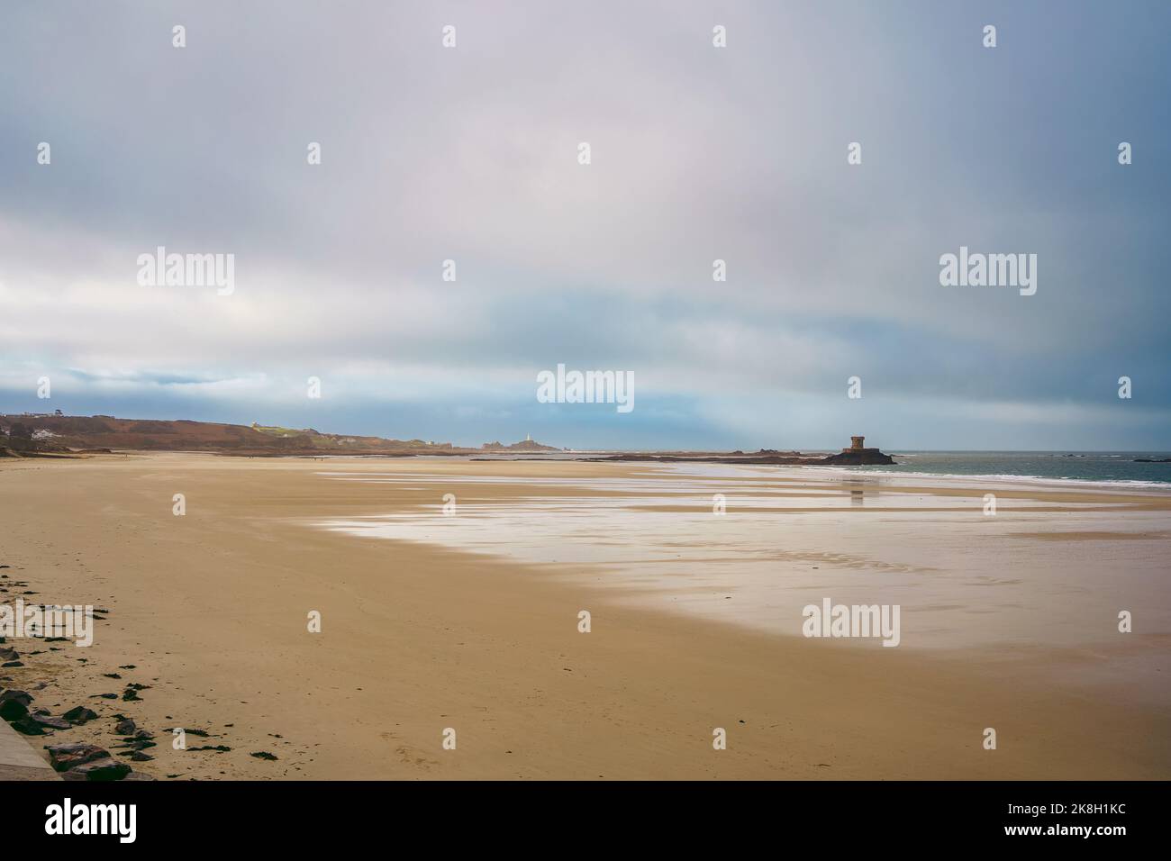 Beautiful view of La Rocco Tower on sunrise from the Le Braye Beach ...