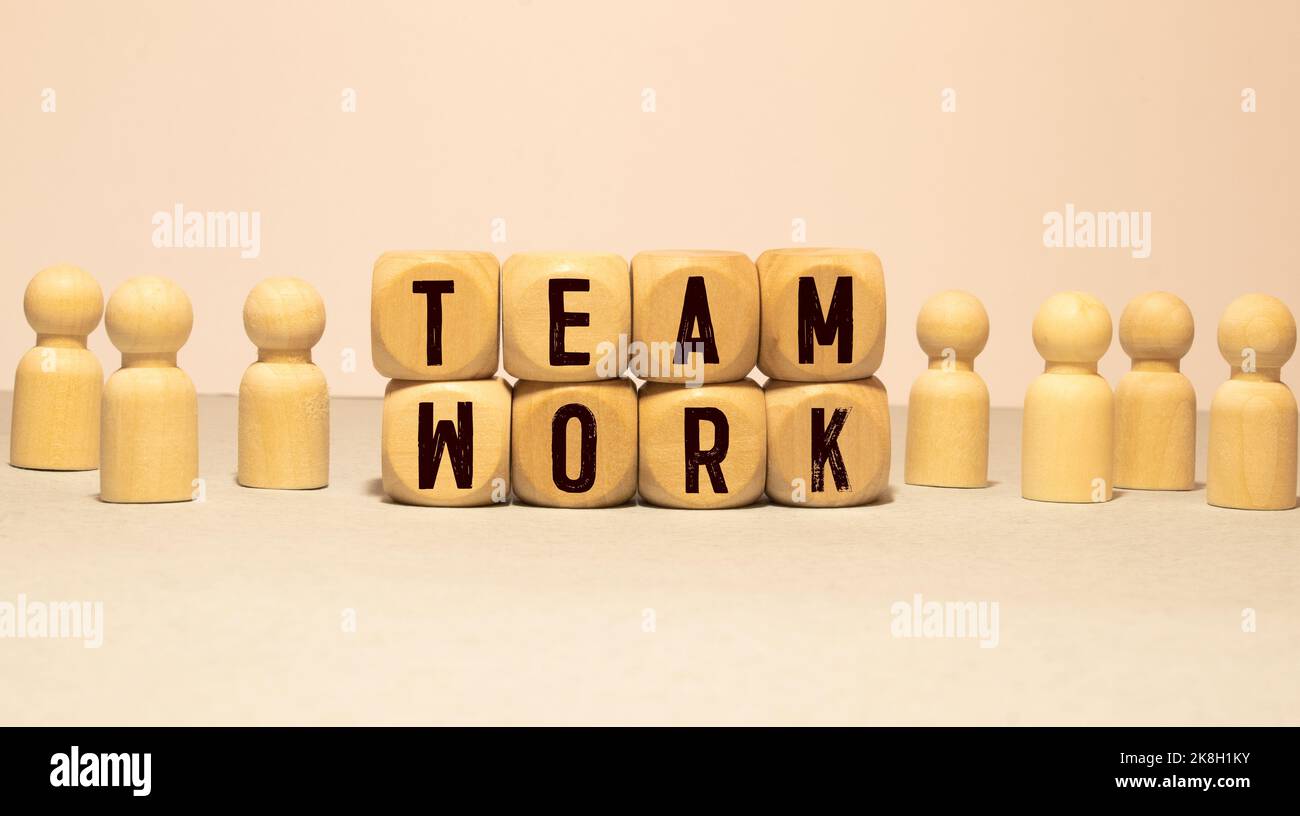 TEAMWORK word written on wood block Stock Photo - Alamy