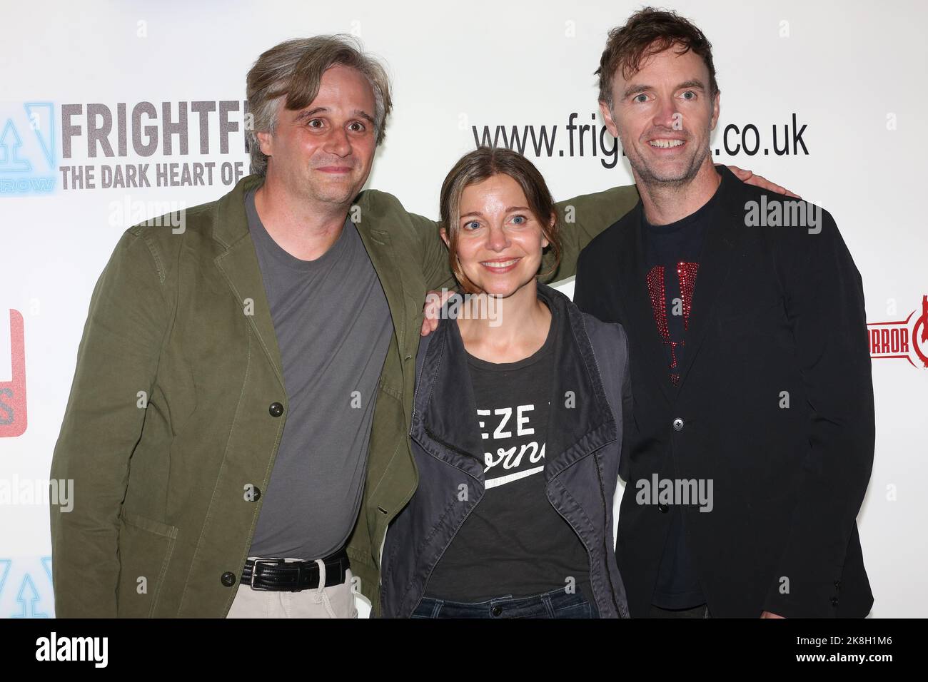 Andy Mitton, Laura Heisler (EVIL) and Jay Dunn attend 'The Harbinger ...