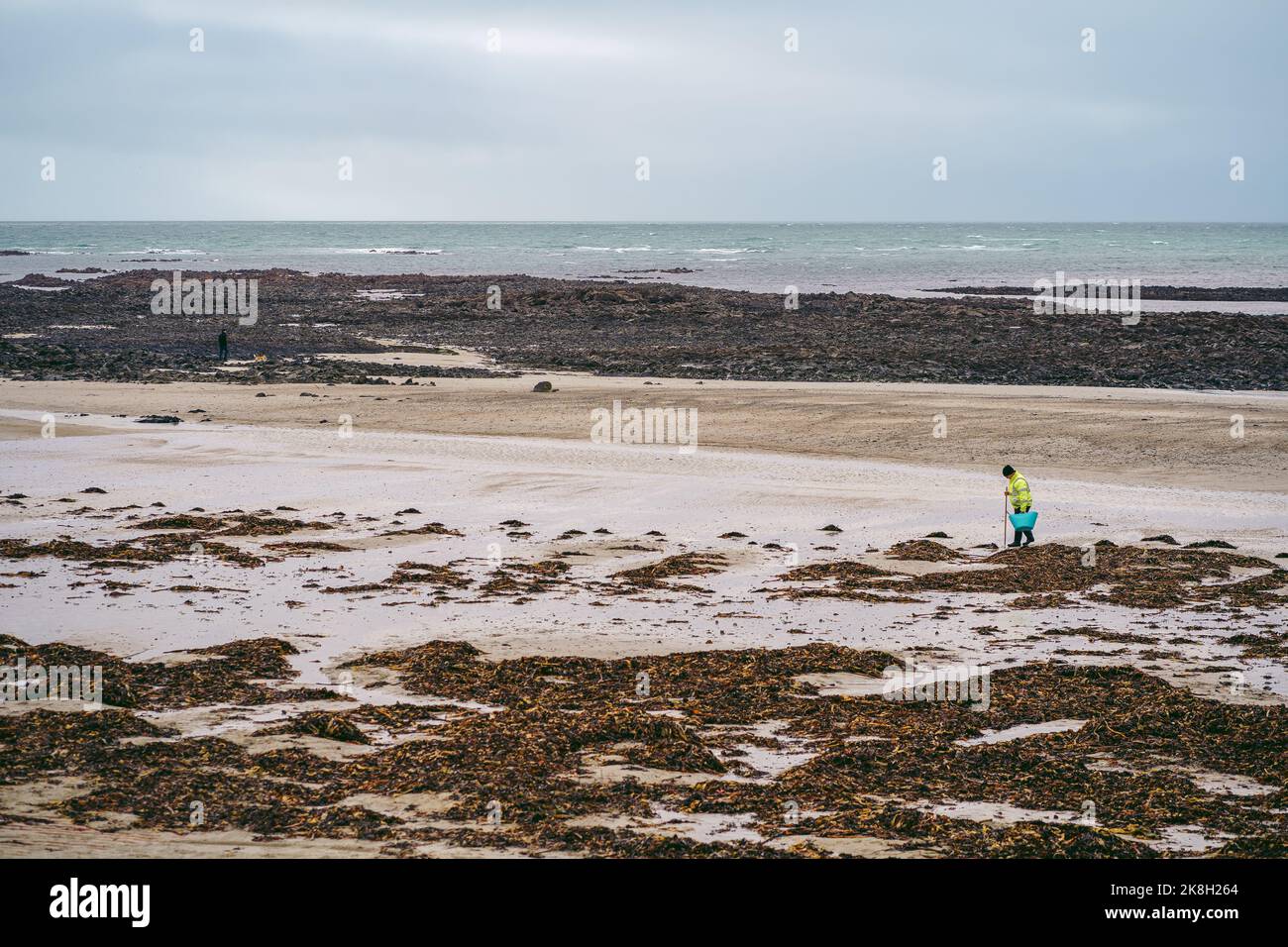 Beautiful beaches of Jersey Island (Channel Isnads, UK) on cluody cold ...