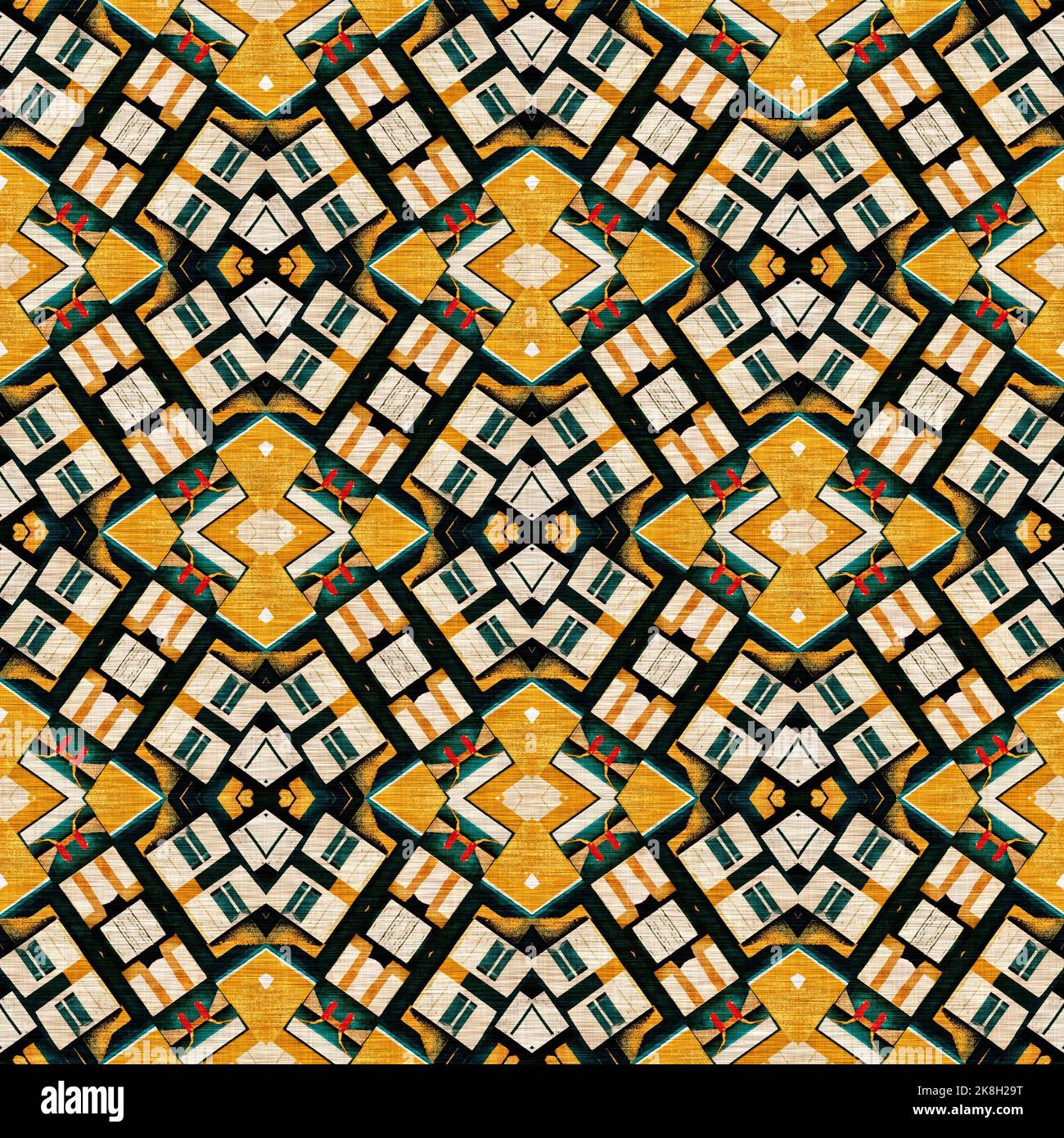 Traditional tile mosaic seamless pattern print. Fabric effect mexican ...