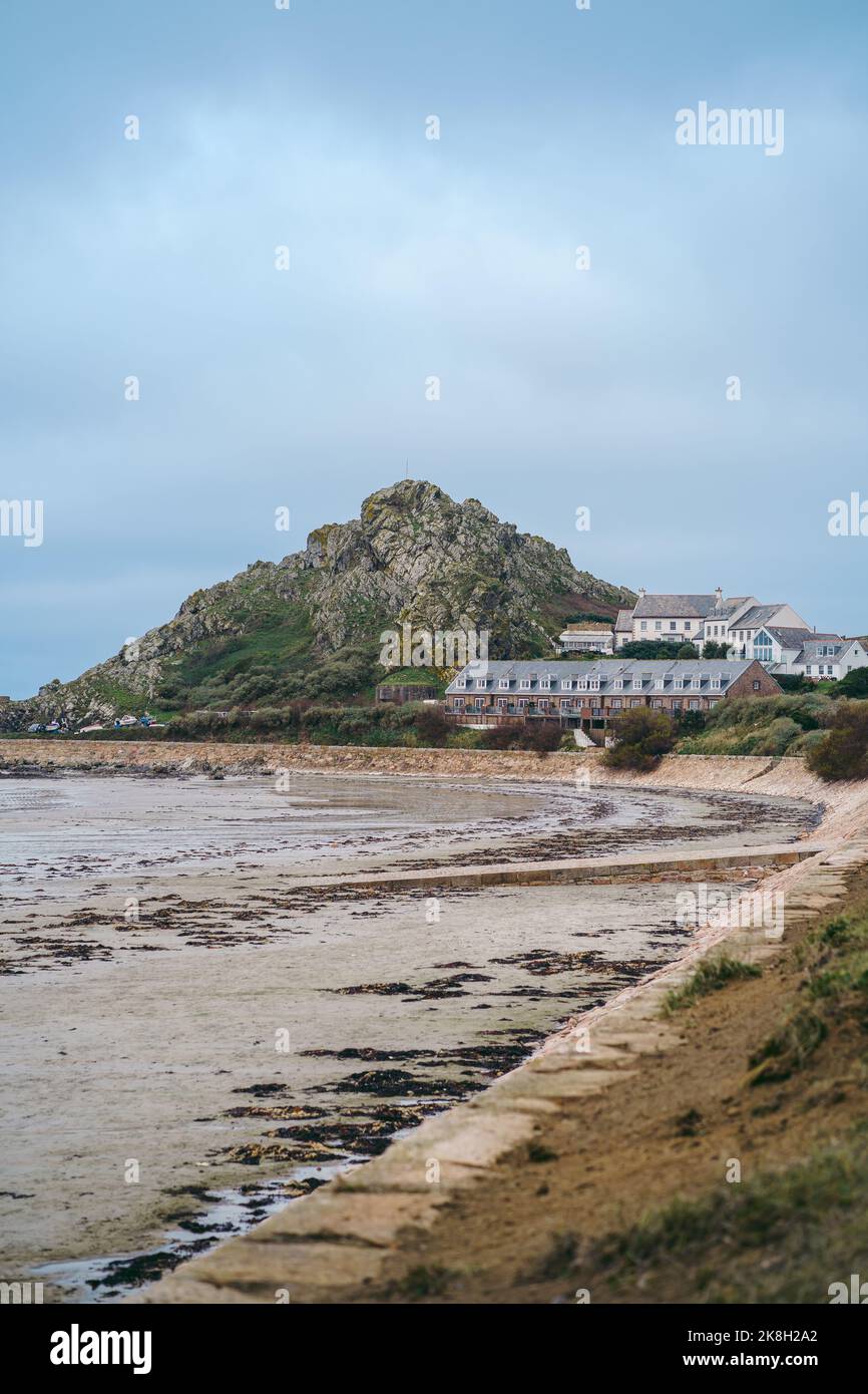 Beautiful beaches of Jersey Island (Channel Isnads, UK) on cluody cold ...