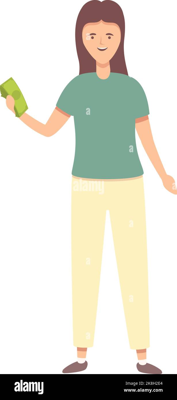 Girl cash take icon cartoon vector. Finance child. Children future ...