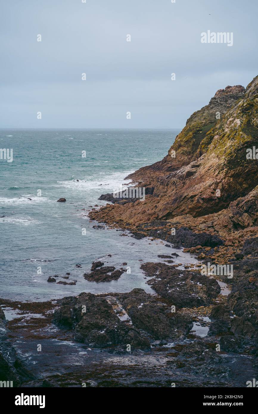 Beautiful nature views of coastal cliffs and beaches on Jersey Island ...
