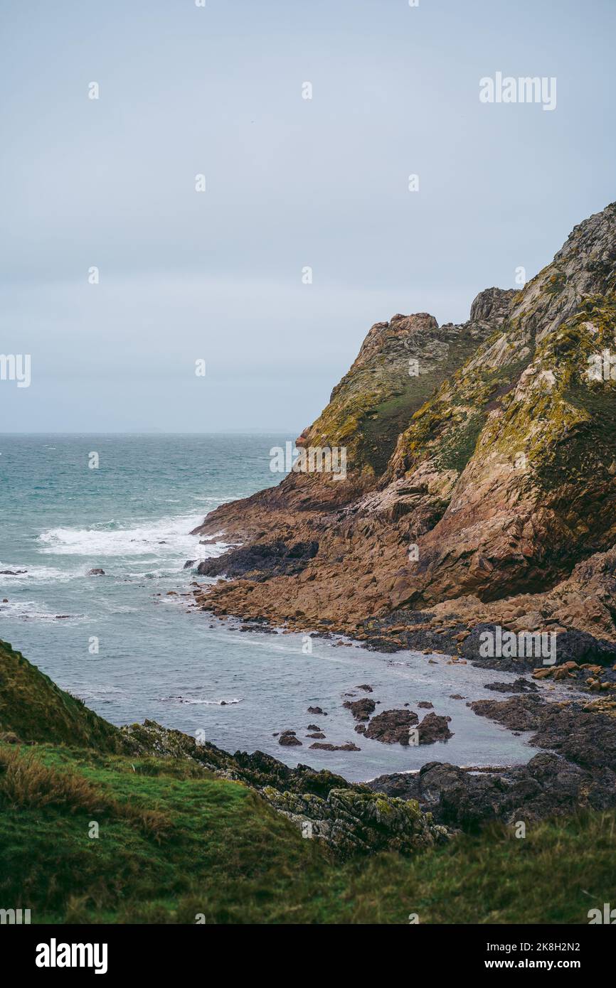 Beautiful nature views of coastal cliffs and beaches on Jersey Island ...