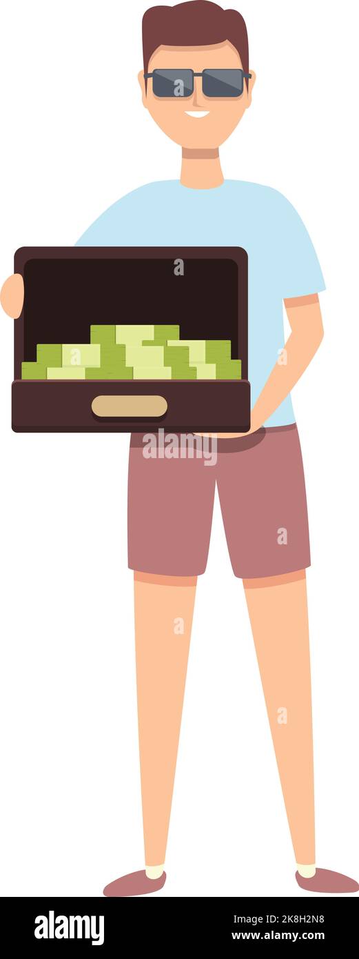 Boy take cash case icon cartoon vector. Future save. Family banker ...