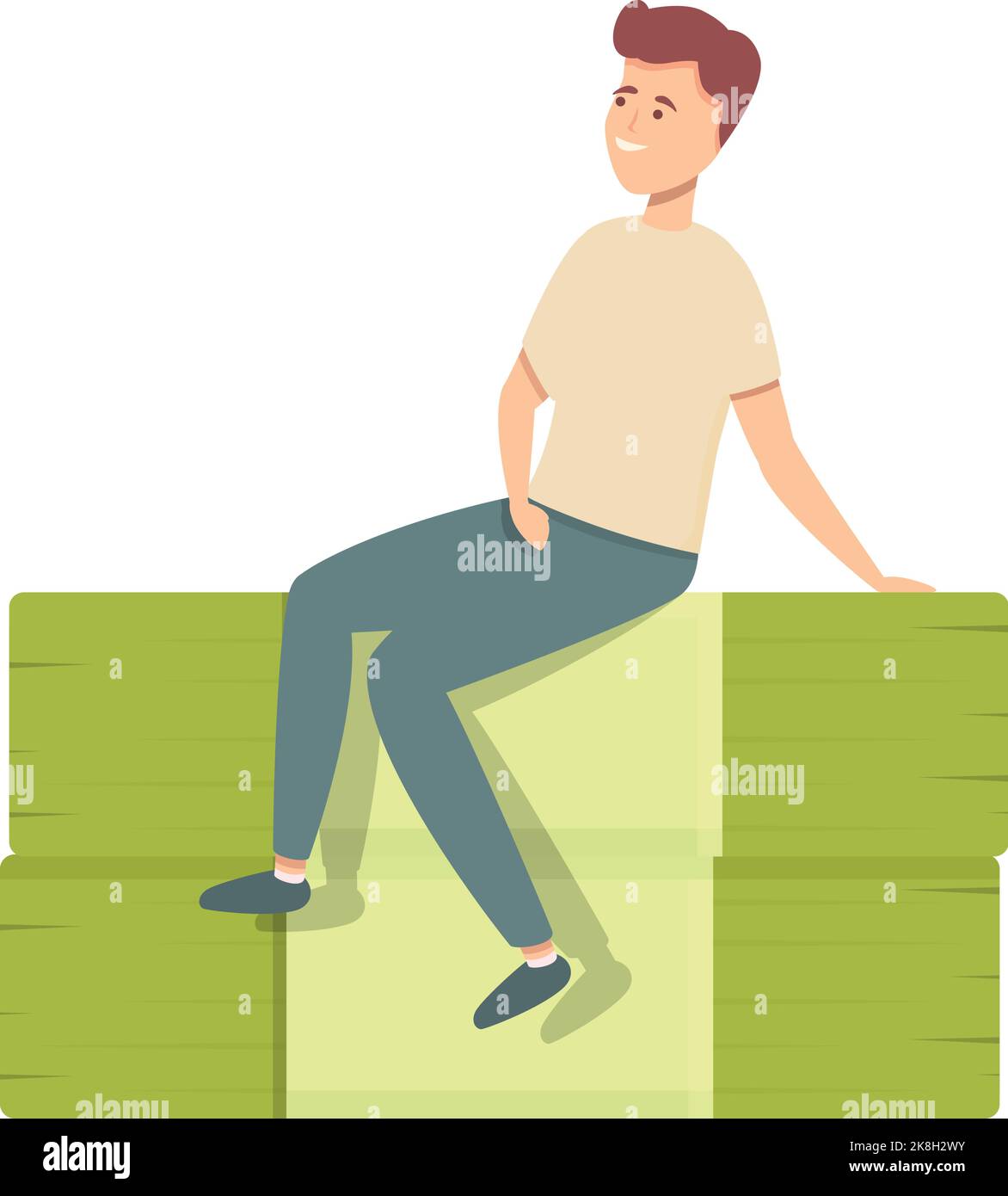 Boy sit on cash pack icon cartoon vector. Kid money. Bank future Stock ...