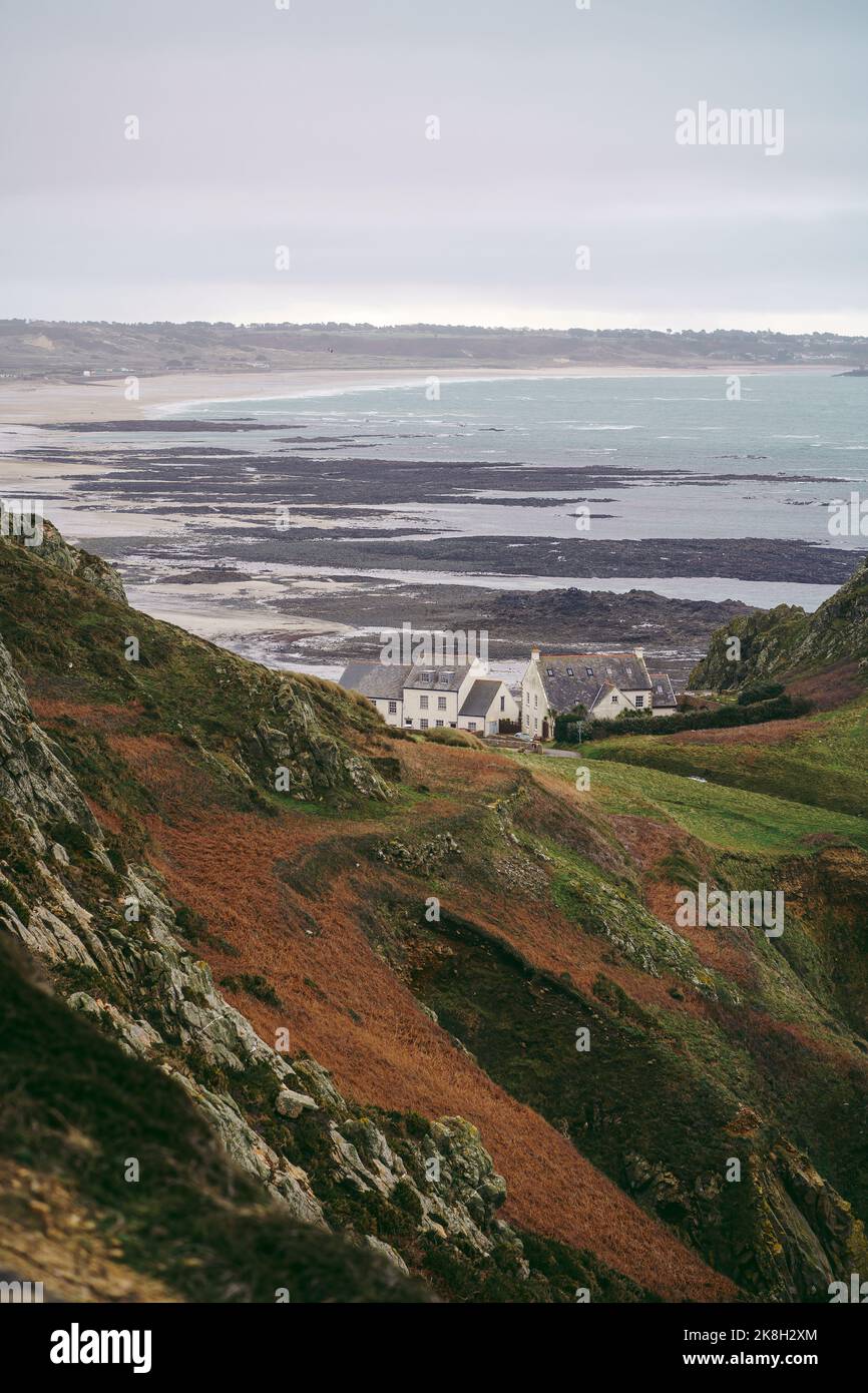 Beautiful nature views of coastal cliffs and beaches on Jersey Island ...